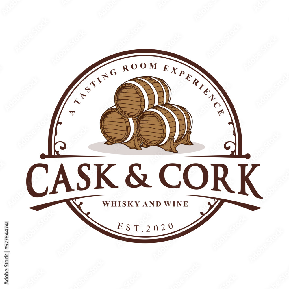 Whisky barrel logo. Single malt whiskey on white background Stock ...