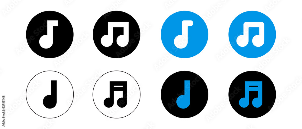 Set of music notes icons. Music notes isolated on white background ...