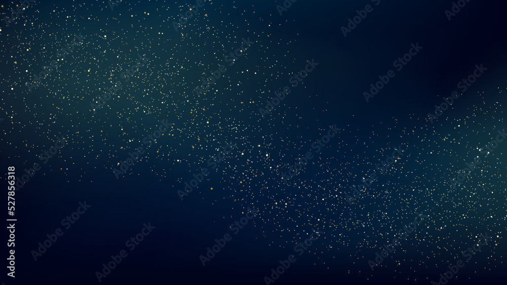 Abstract luxury golden glitter sparkles elements on dark blue ...