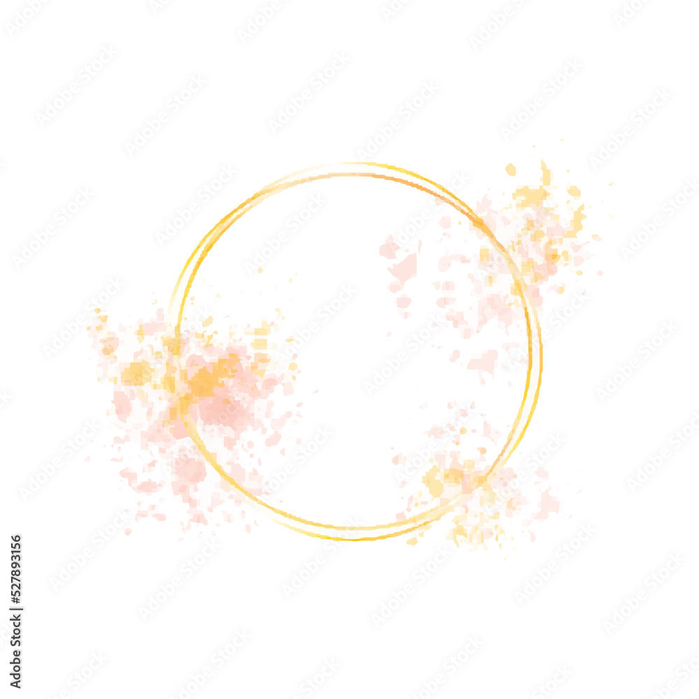 Watercolor splash with golden luxury geometric frames, luxury gold ...