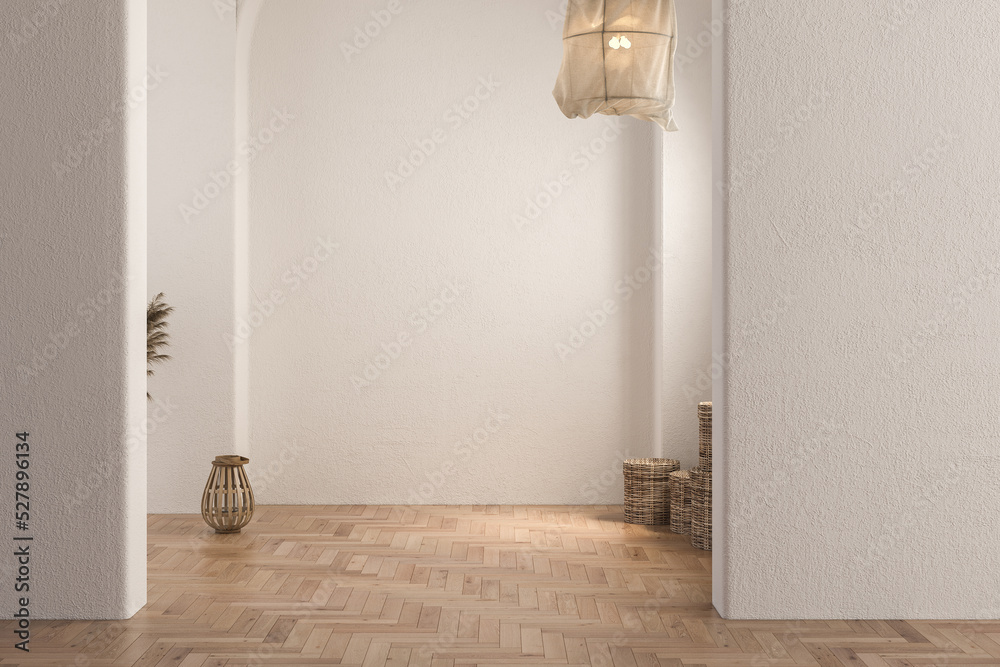 Contemporary empty home interior, Scandi-Boho style. Minimalist Mid ...