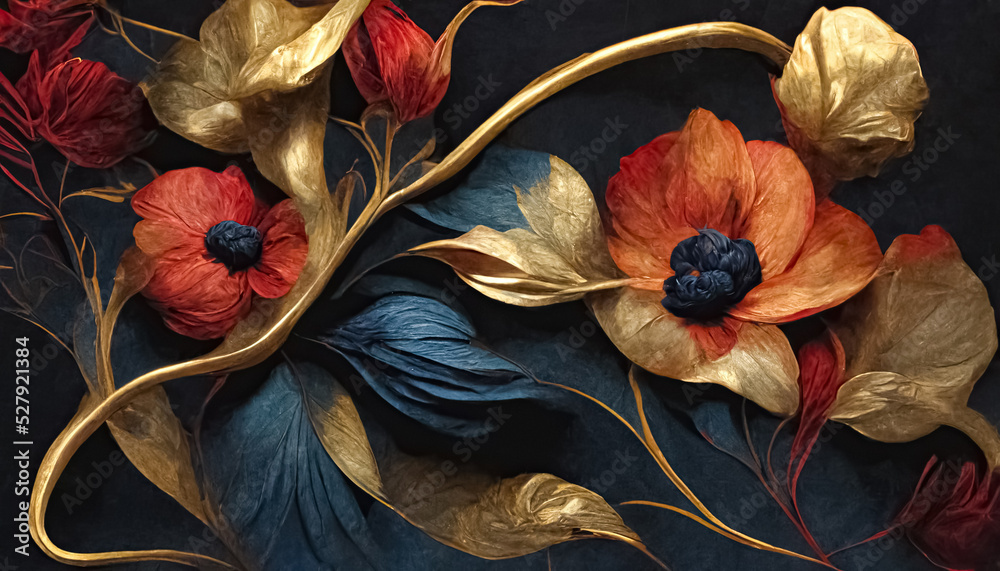 Elegant floral background in Renaissance style. Retro flower art design ...