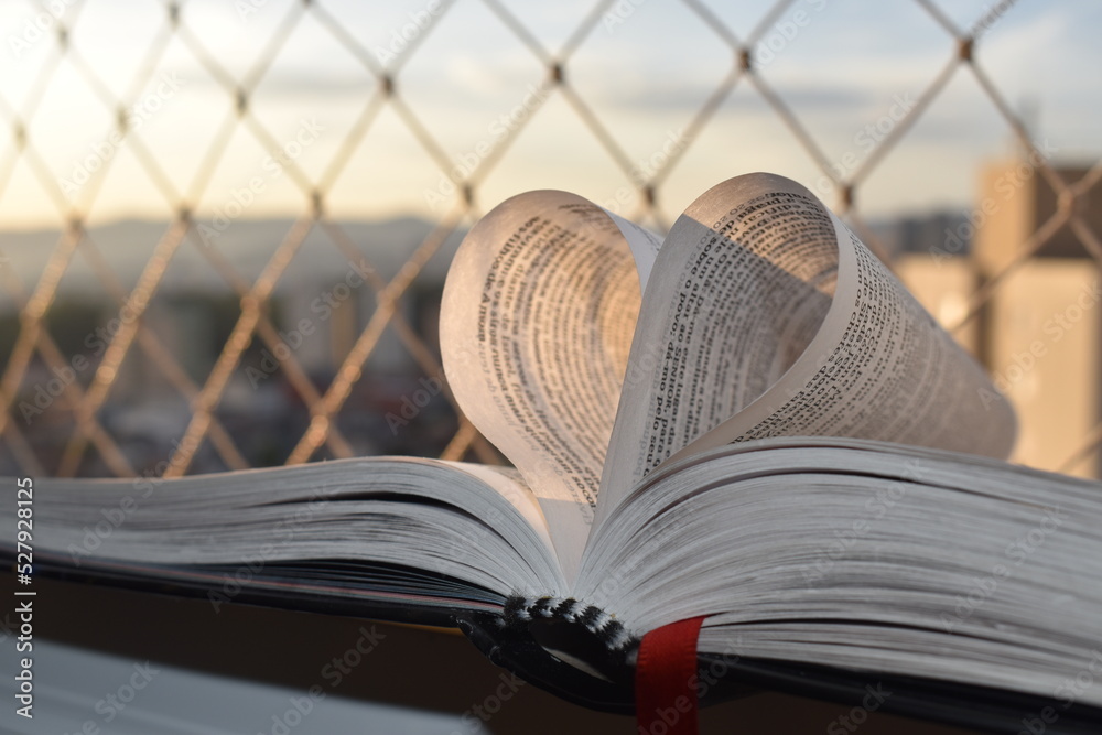 open book with heart shaped pages Stock Photo | Adobe Stock