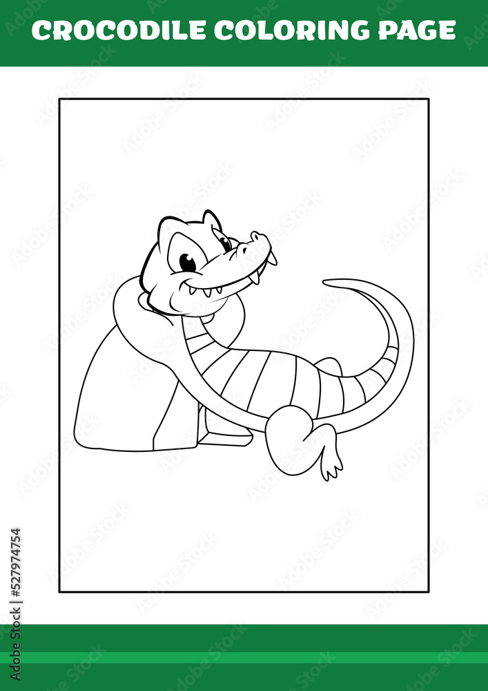 Crocodile Coloring Page. illustration of Cartoon crocodile for Coloring ...