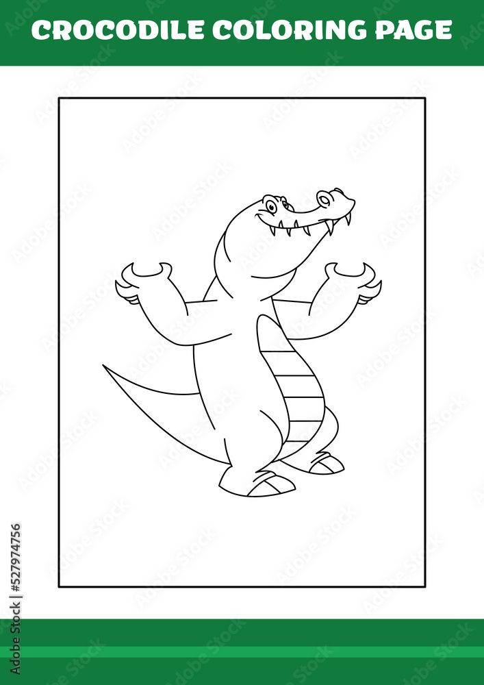 Crocodile Coloring Page. illustration of Cartoon crocodile for Coloring ...