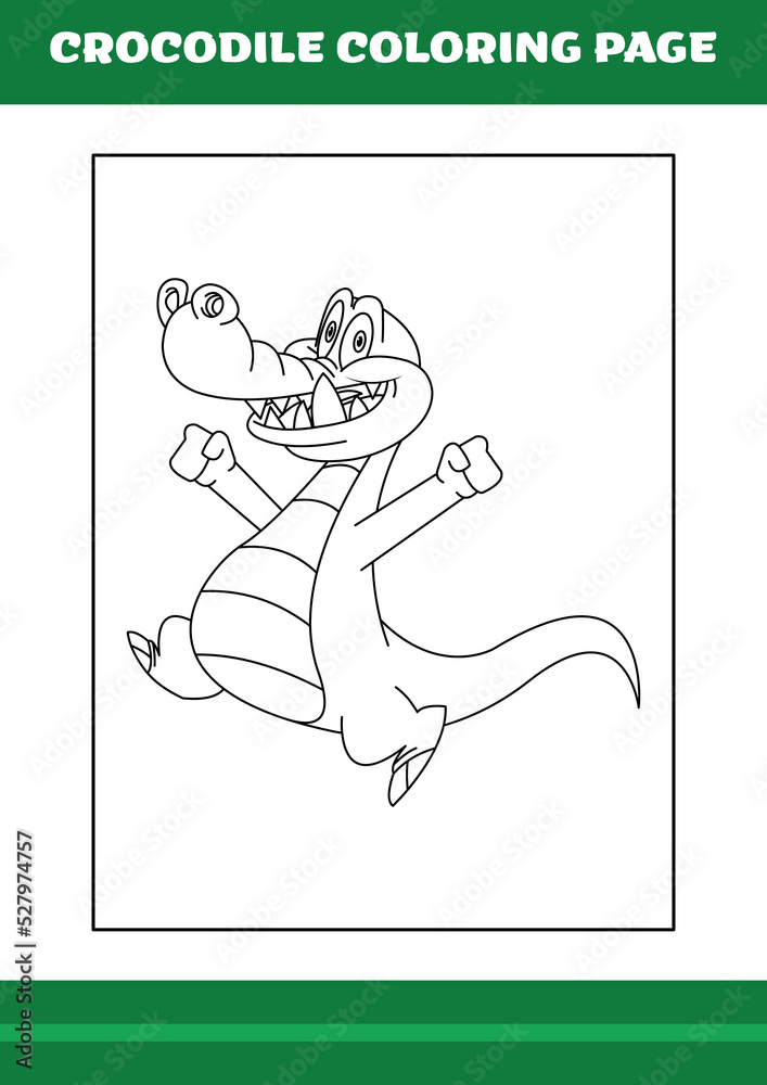 Crocodile Coloring Page. illustration of Cartoon crocodile for Coloring ...