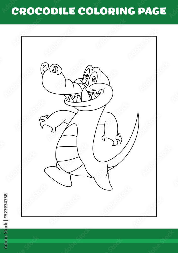 Crocodile Coloring Page. illustration of Cartoon crocodile for Coloring ...