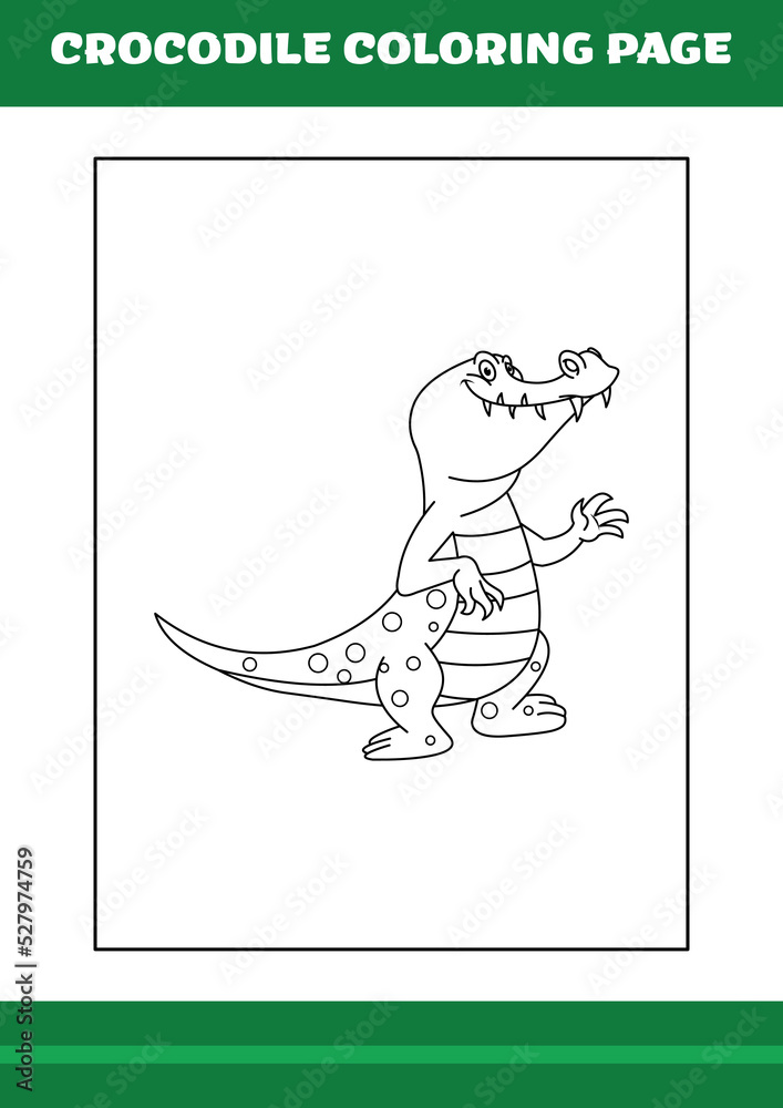 Crocodile Coloring Page. illustration of Cartoon crocodile for Coloring ...