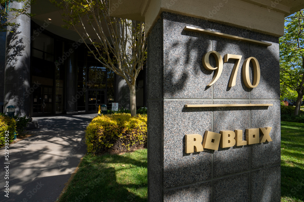 San Mateo, CA, USA - May 1, 2022: Roblox logo is seen outside its ...