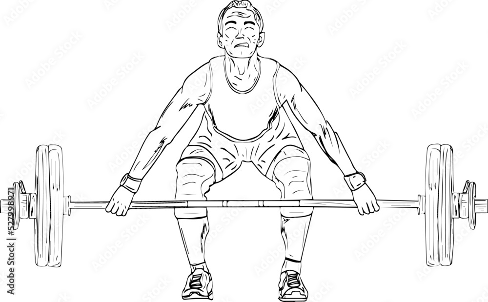 Muscle weight lifter lifting height weight vector drawing, Bodybuilder ...