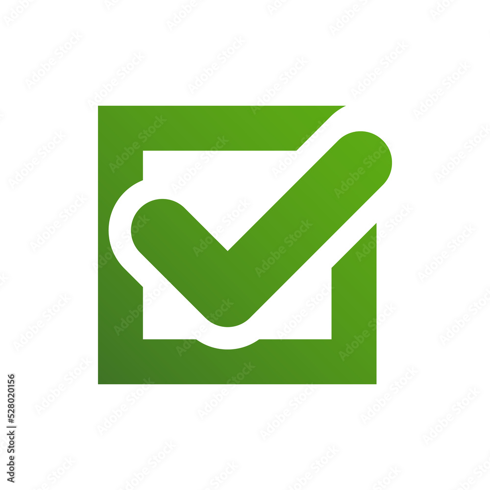 Green checkmark in square icon. Done check sign. Stock Illustration ...
