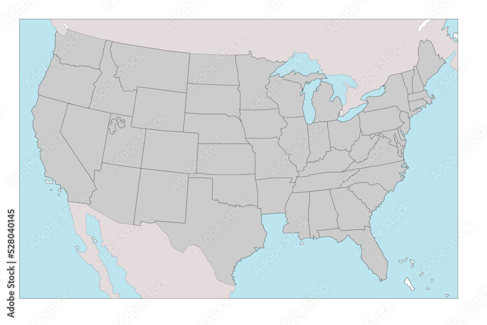 Maps of states and territories of the United States, with border ...