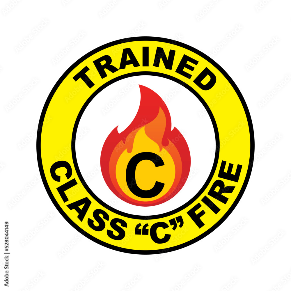 Trained of Class C Fire sticker and label design for safety education ...