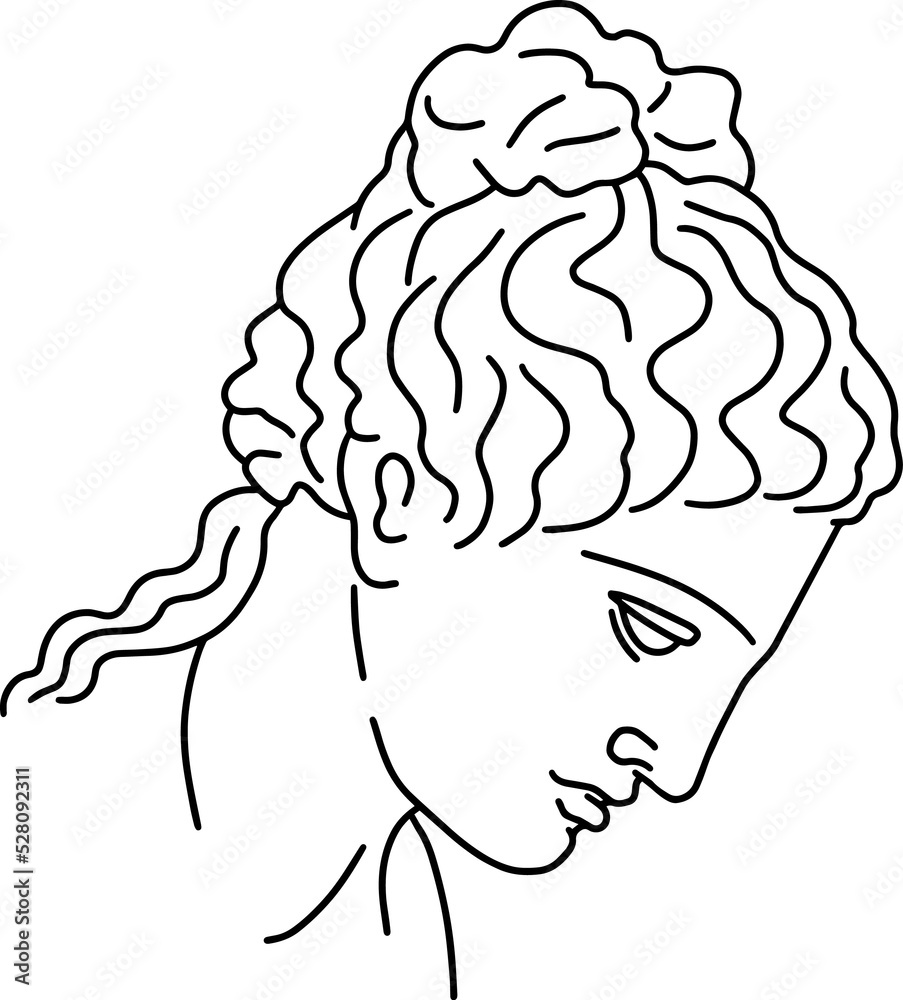 Illustration of classic greek sculpture in line art style with color ...