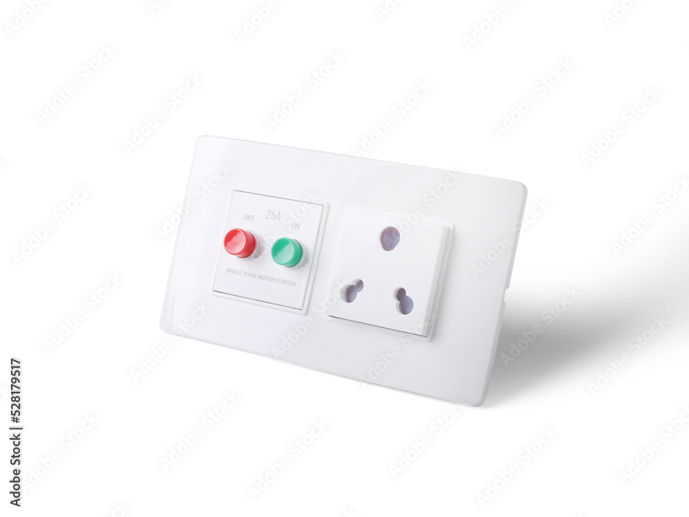 Electricity Switch board with one switch and one Plug in white colour ...