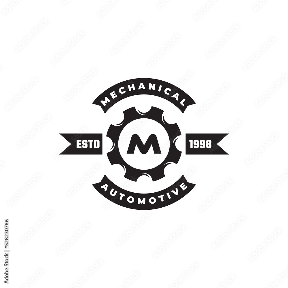 Vintage Emblem Spanner Wrench Gear Logo Engineering Mechanical Tools of ...