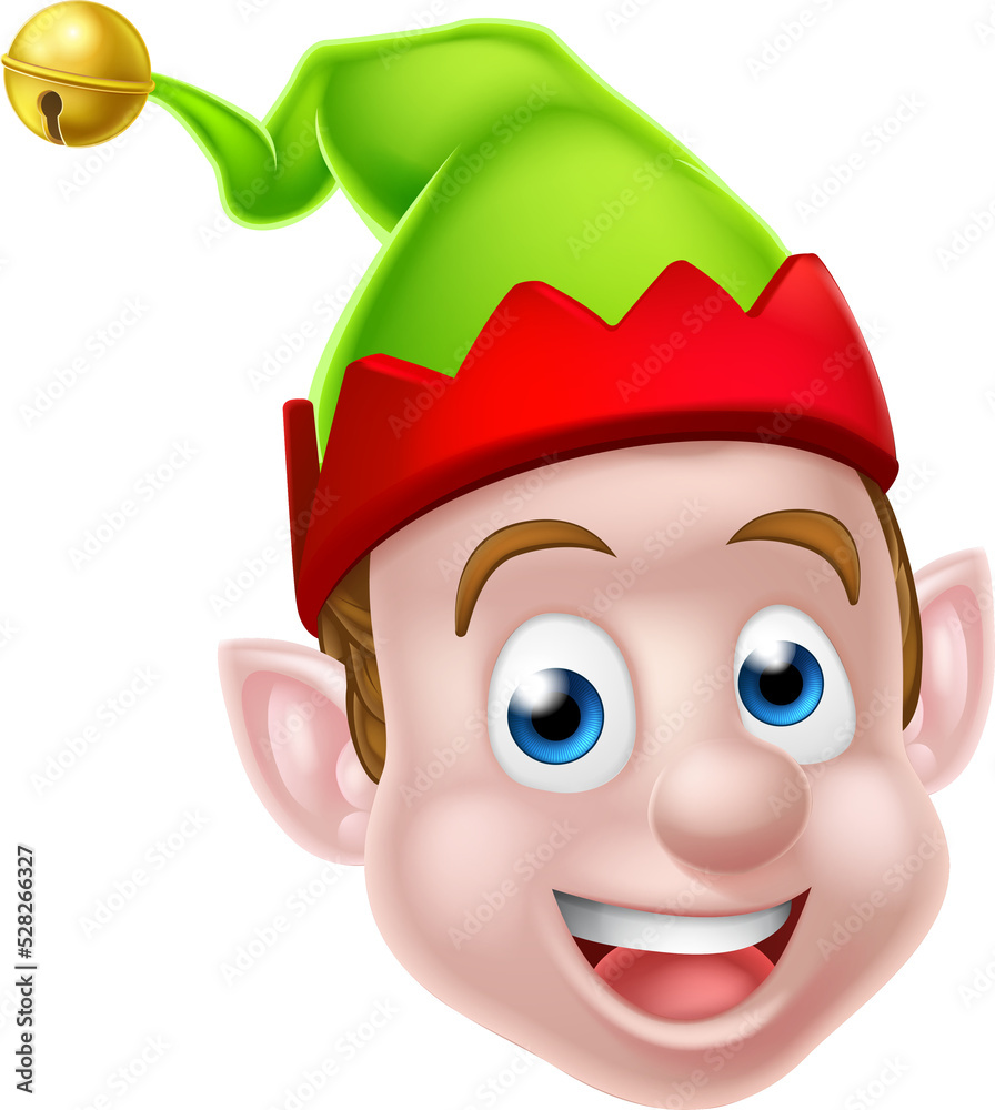 Cartoon Christmas Elf Face Stock Illustration | Adobe Stock