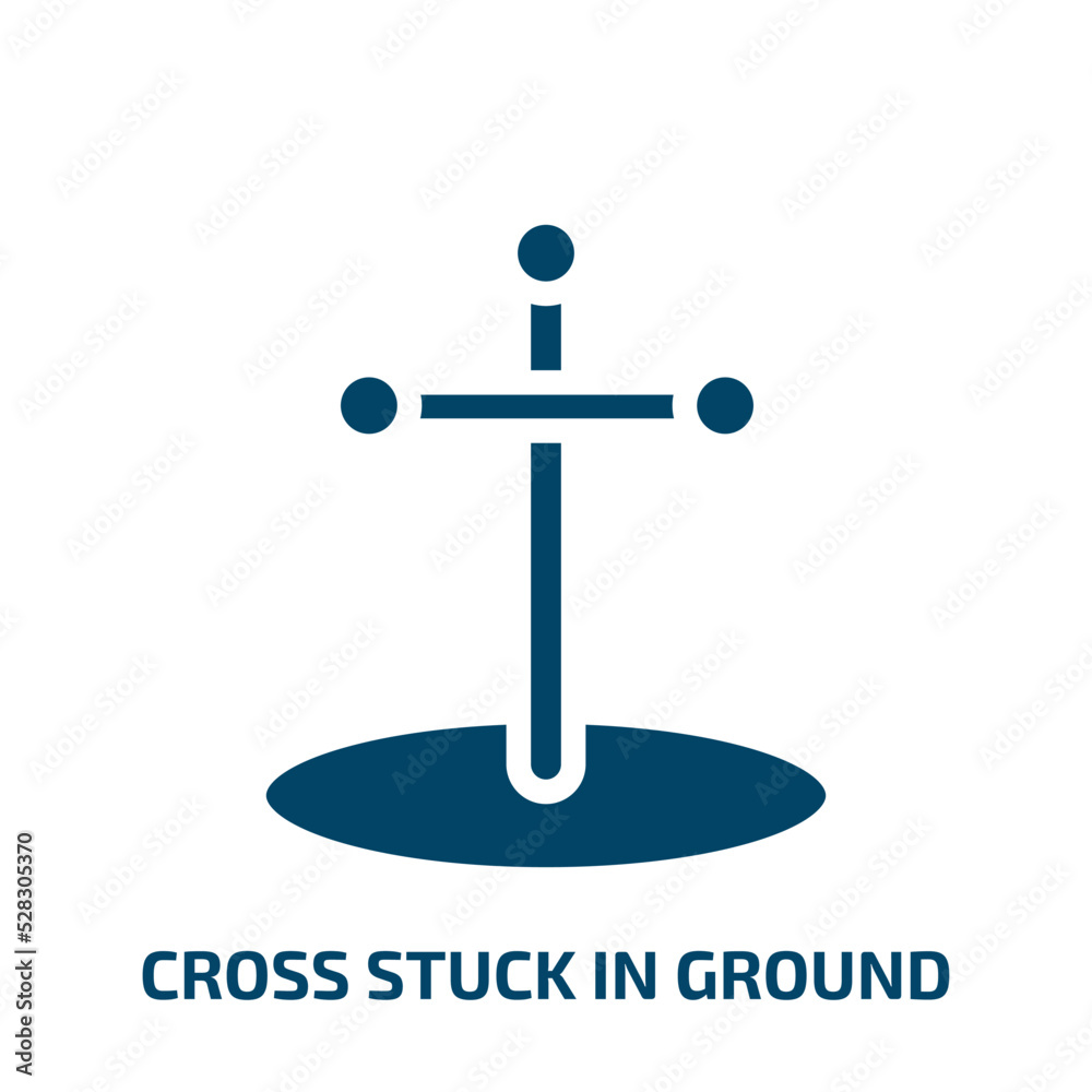cross stuck in ground vector icon. cross stuck in ground, technology ...
