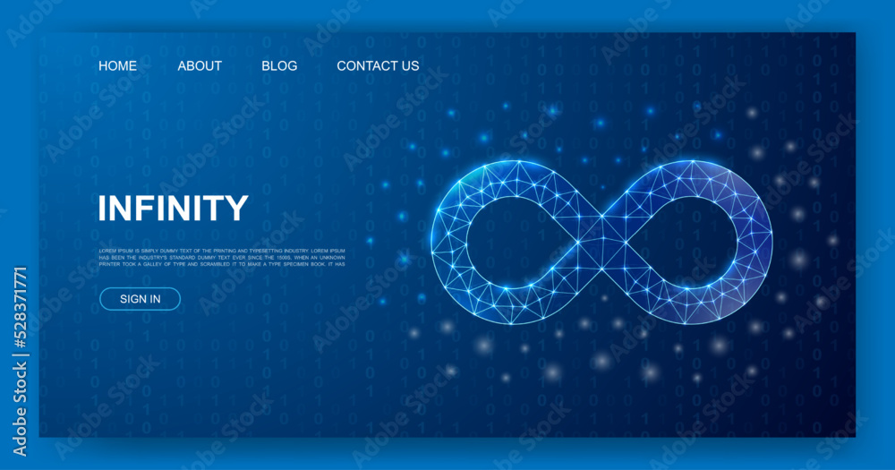Infinity 3d polygonal website template. Forever design illustration ...