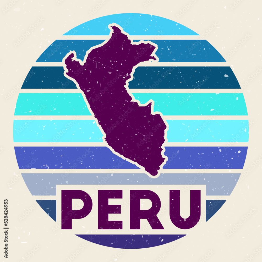 Peru logo. Sign with the map of country and colored stripes, vector ...