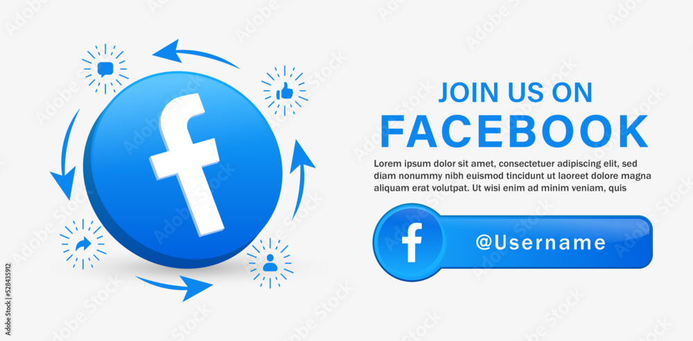 follow us on facebook 3d logo with social media notification icons ...