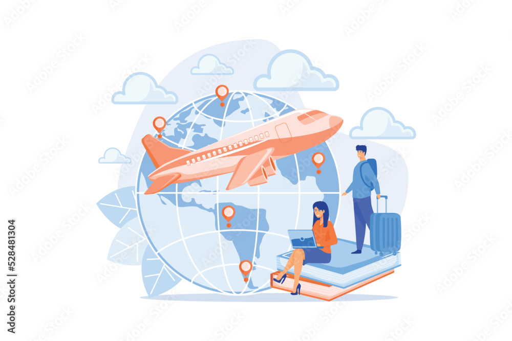 Worldwide travel, school adventure. Tourist trip, students on holidays ...