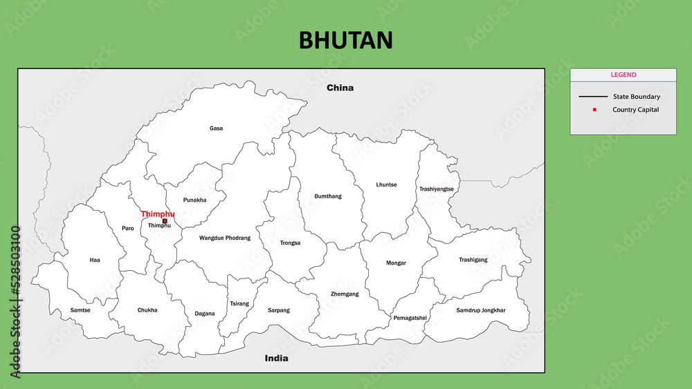 Bhutan Map. State and district map of Bhutan. Administrative map of ...