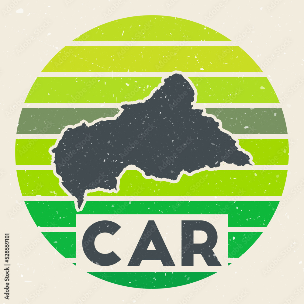 CAR logo. Sign with the map of the country and colored stripes, vector ...