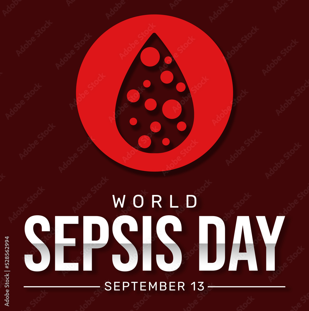 World Sepsis Day Red Background with Drop sign and typography. Sepsis ...