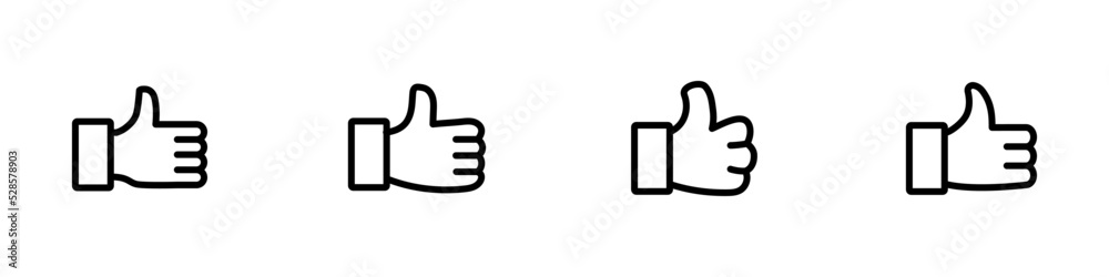 Conjunto de iconos de manito hacia arriba. Concepto de me gusta ...
