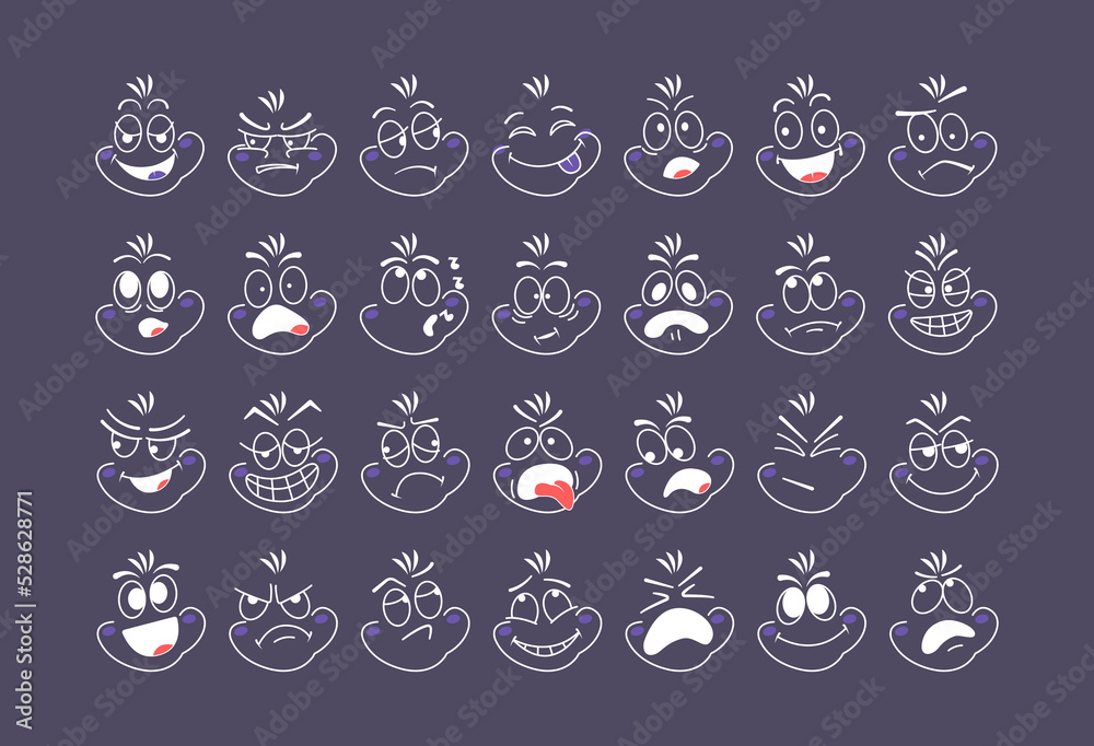 Image vectorielle Stock Set of funny positive and negative hand drawn ...