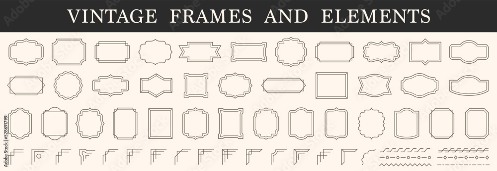 Vintage Frame, Border set. Old frames. Vintage elements. Vector ...