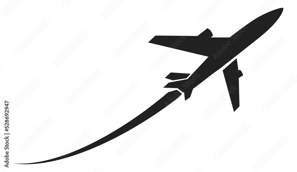 Plane take off icon. Flying airplane. Departure symbol Stock ...
