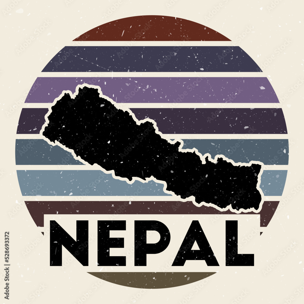 Nepal logo. Sign with the map of the country and colored stripes ...