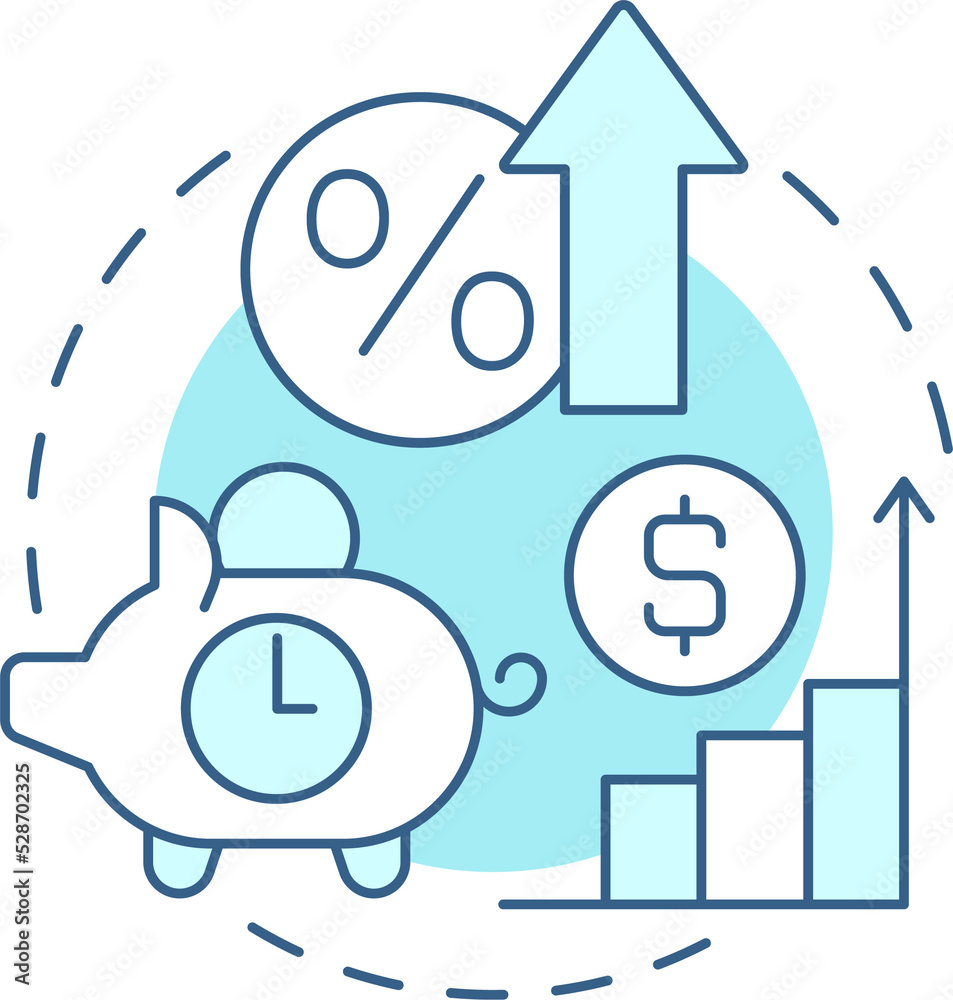 Money market account turquoise concept icon. High rates savings ...
