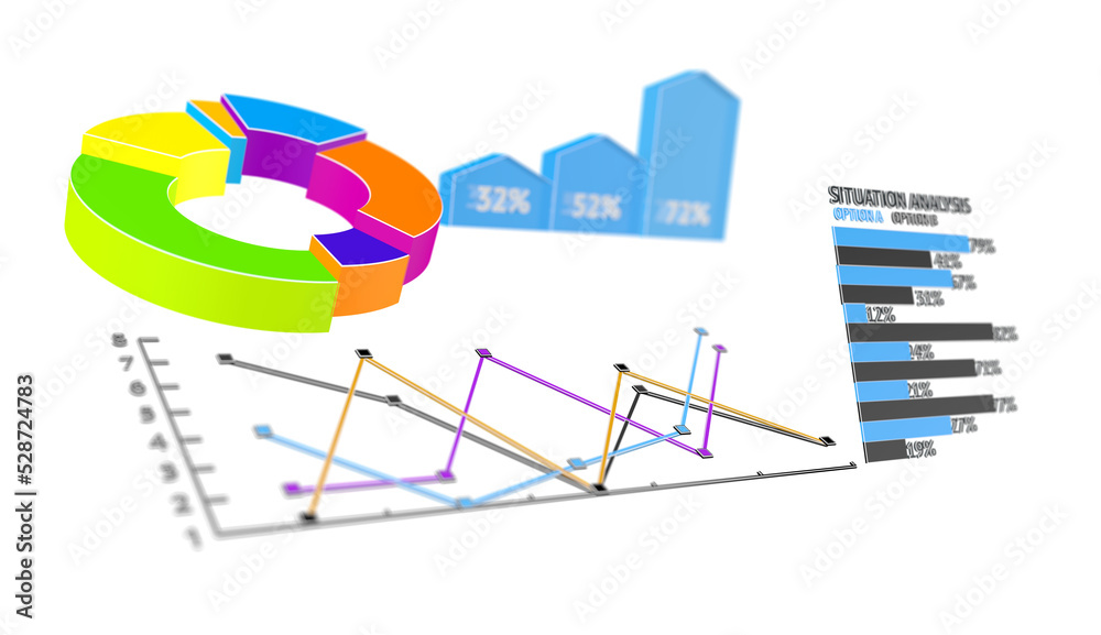 Financial graph and chart. 3d render Stock Photo | Adobe Stock