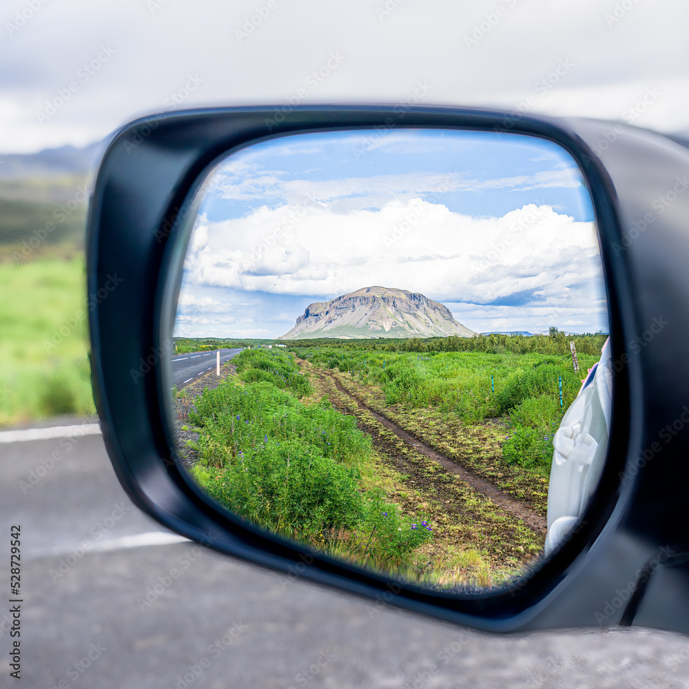 Objects in the rear-view mirror.... Búrfell, Iceland Stock Photo ...