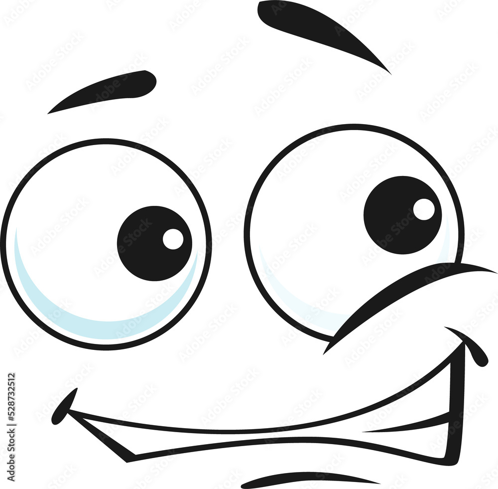 Cartoon face vector confused smiling character Stock Illustration ...