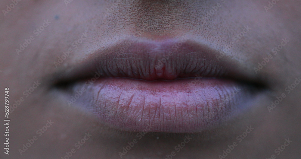 Girl lips and mouth cracking a smile Stock Photo | Adobe Stock