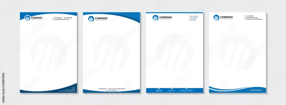 Corporate modern letterhead design bundle template with blue color ...