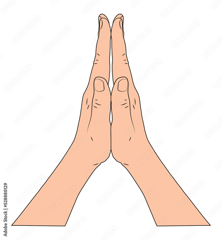 Praying hands. Vector illustration of hands palms folded together Stock ...
