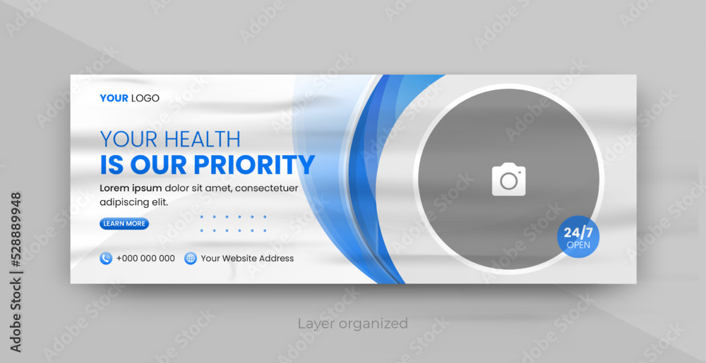 Medical health care banner cover design, Modern banner design with blue ...