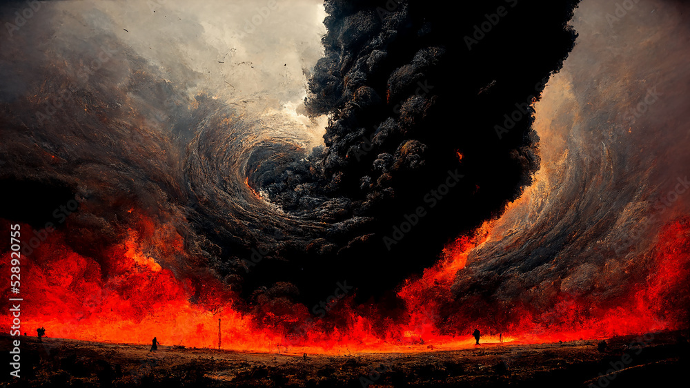 Huge Fiery Tornado Apocalyptic Epic Sky Spectacular Scenic Art ...