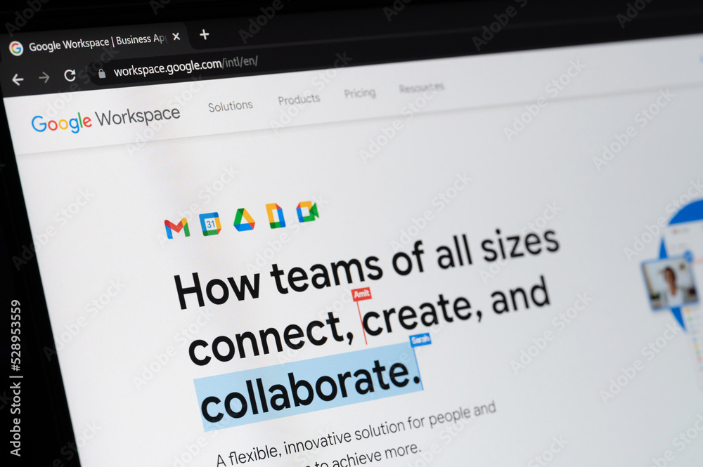 Using Google Workspace tools Stock Photo | Adobe Stock