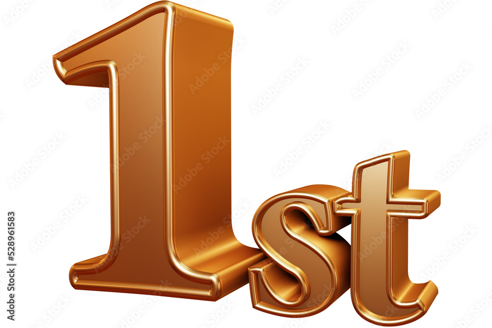 1st Golden 3D text Rendering Stock Illustration | Adobe Stock