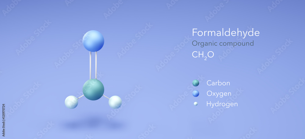 formaldehyde, organic compound, molecular structures, 3d model ...