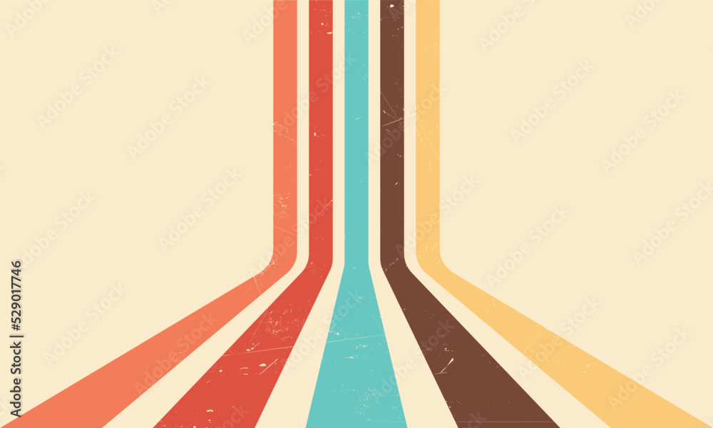 Colorful perspective retro lines background. Vintage stripes banner ...