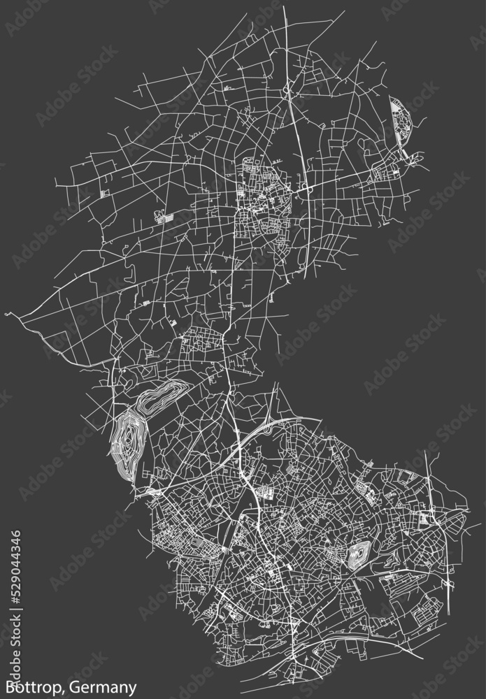 Detailed negative navigation white lines urban street roads map of the ...