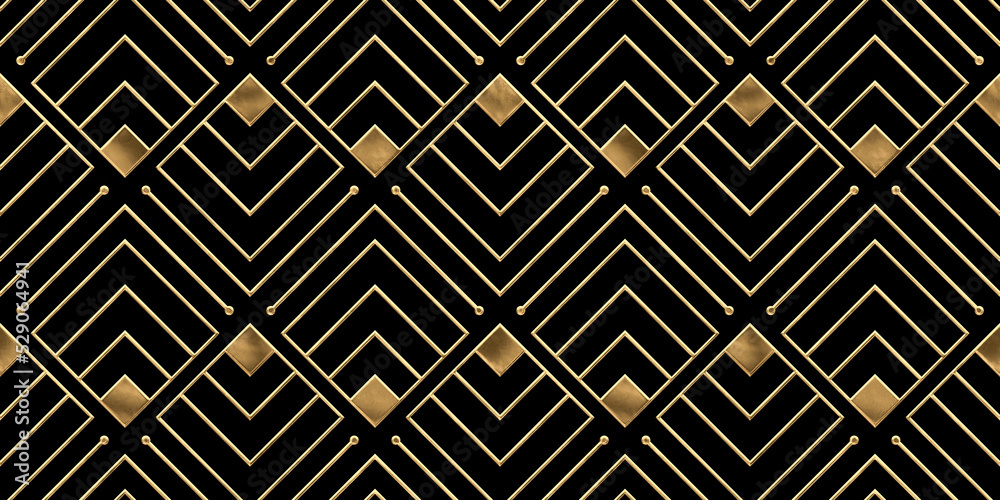 Seamless golden Art Deco diamond line pattern. Vintage abstract ...