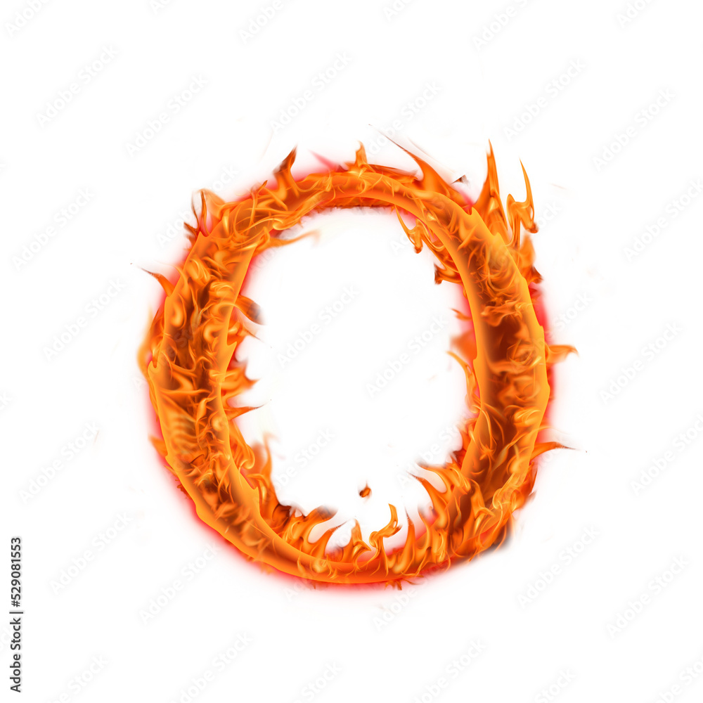 Alphabet Letter O. Fire flames on transparent background, realistic ...